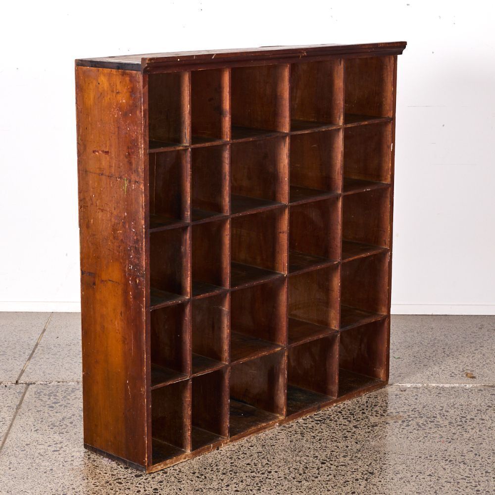 A Large Vintage Wooden Cubby Hole Unit