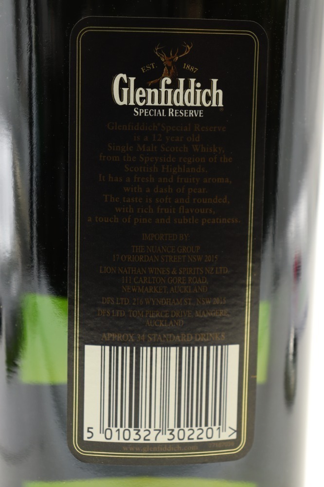 (1) Glenfiddich Special Reserve 12 Year Old Single Malt Scotch Whisky, 43% ABV, 1000ml
