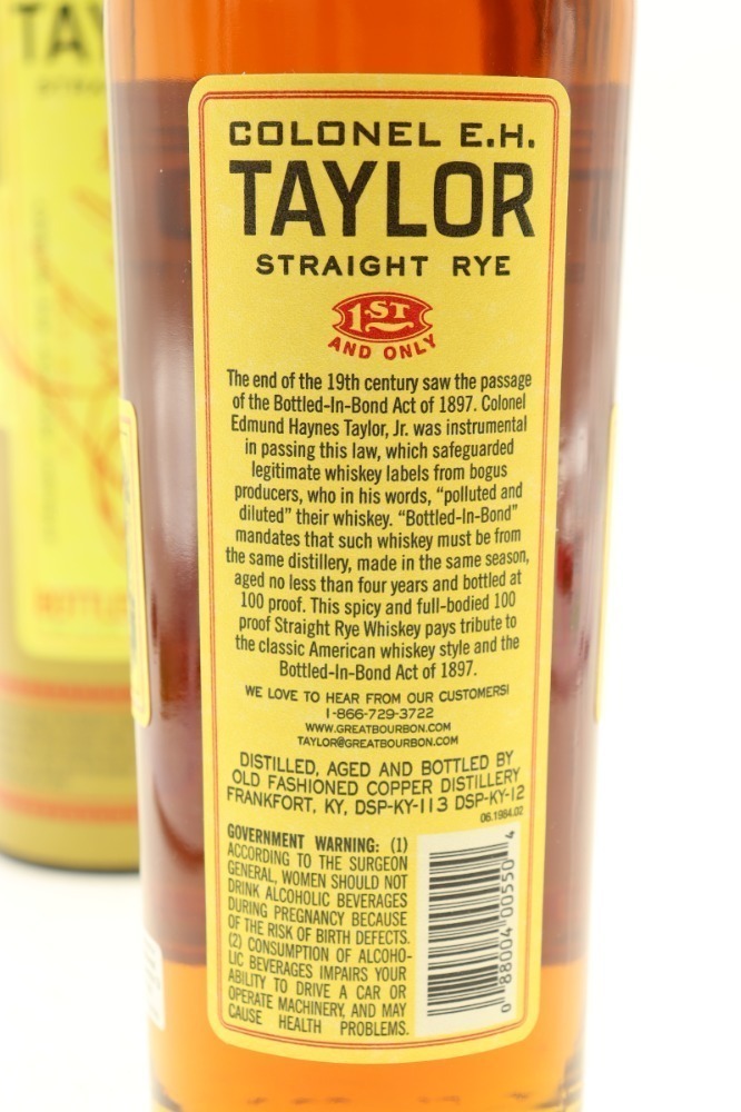 (1) Colonel E.H. Taylor Straight Rye Whiskey, 50% ABV, 750ml (GB)