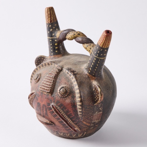 A Pre-Columbian Double Spout Flask, Nazca
