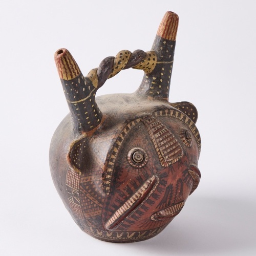 A Pre-Columbian Double Spout Flask, Nazca