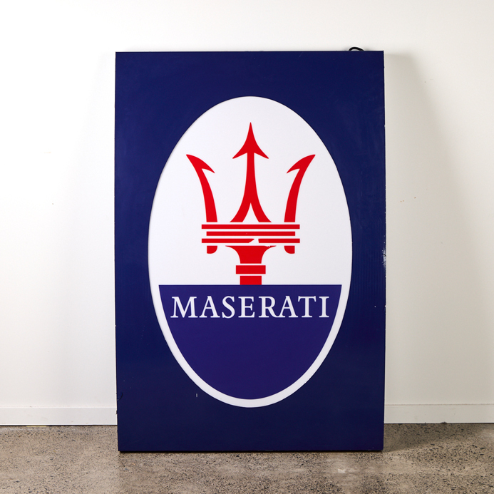 An Illuminated Maserati Dealer Sign