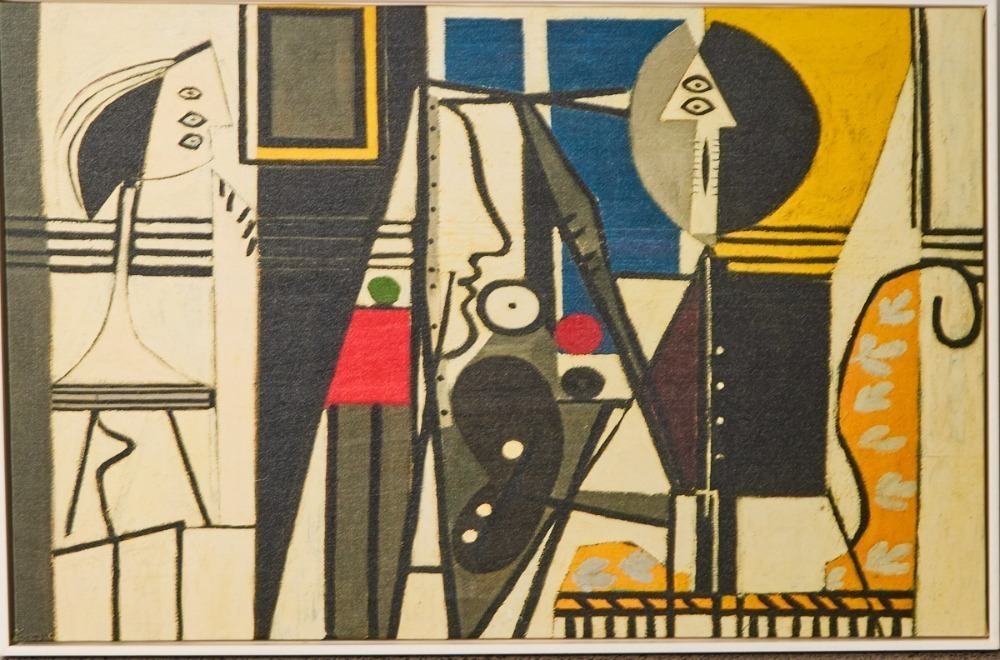 A Picasso 'The Artist and His Model' Reproduction Print on Canvas