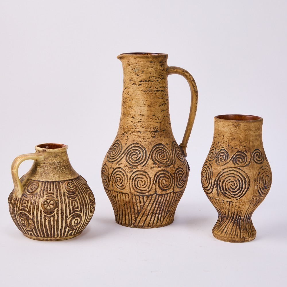 A Trio Of West German Ceramic Pots
