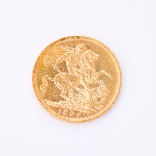 A full, 1897 Sovereign Coin, of 22mm in Diameter
