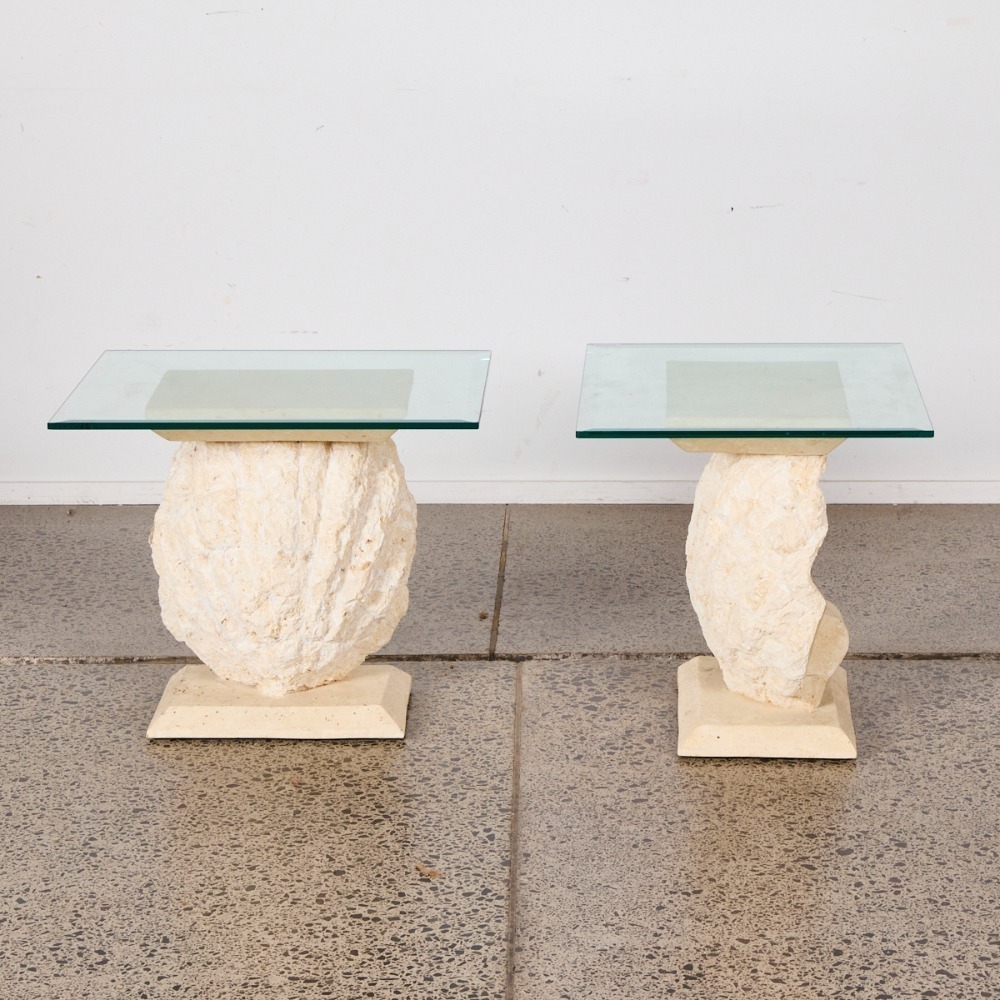 A Pair Of Tessellated Stone Shell Side Tables