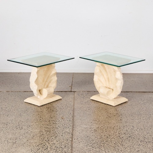 A Pair Of Tessellated Stone Shell Side Tables