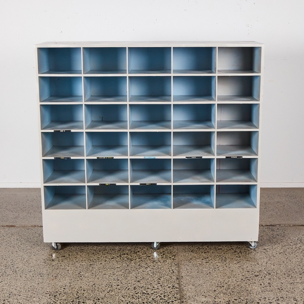 A Vintage Industrial Dispatch Cubby Hole Unit