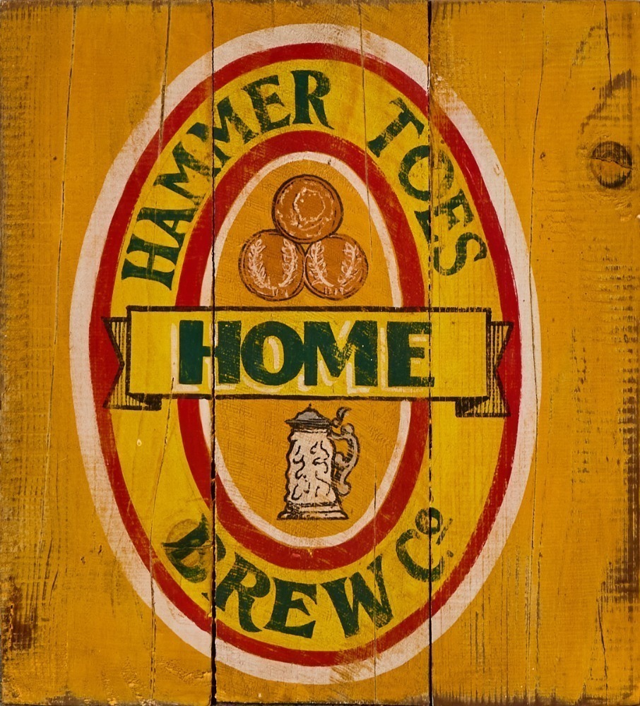 A 'Hammer Tops' Home Brew Wooden Sign
