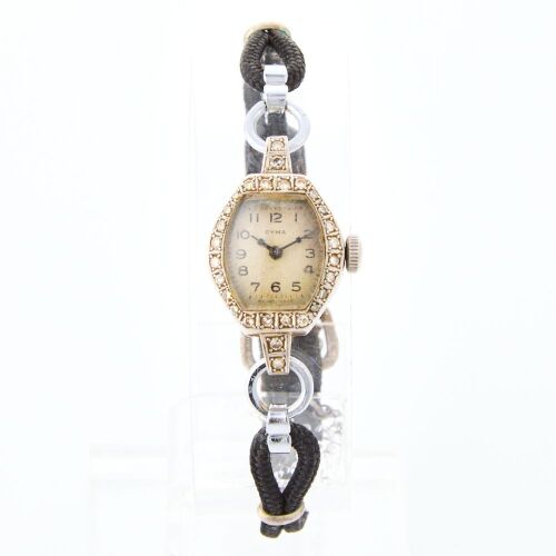 Platinum, Cyma, Antique, Ladies, Diamond Cocktail Mechanical Wristwatch