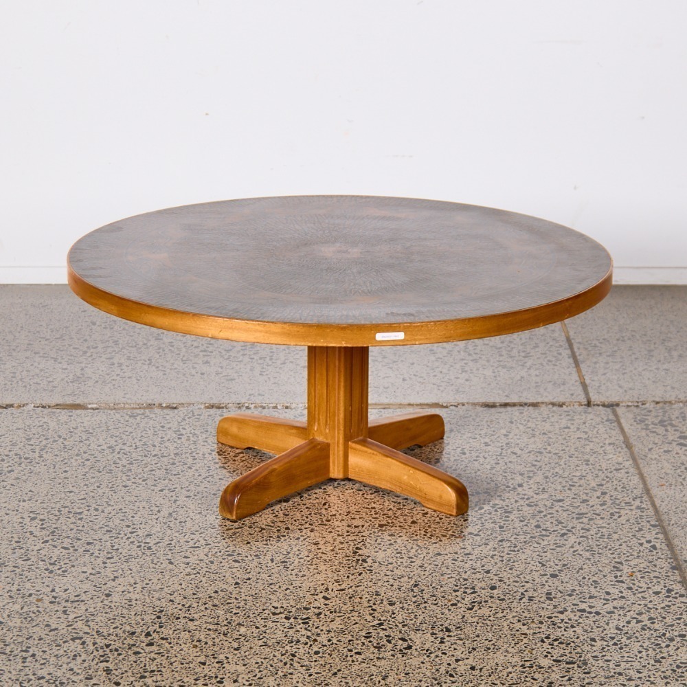 A Circular Copper Topped Retro Danske Mobler Coffee Table