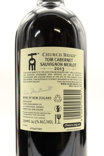 (1) 2013 Church Road Tom Merlot - Cabernet Sauvignon, Hawke's Bay [BC99 ...