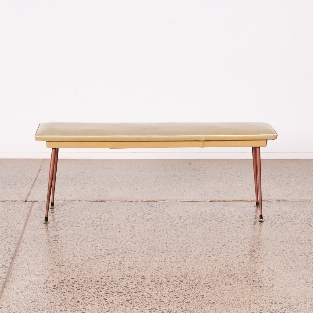 A Mid Century Metal and Vinyl Bench