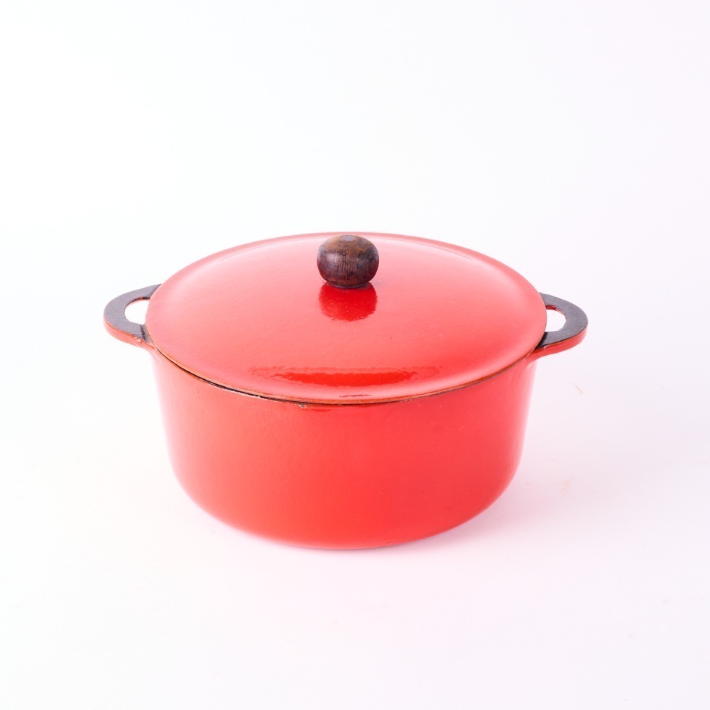 A Vintage Red Cast Iron Casserole