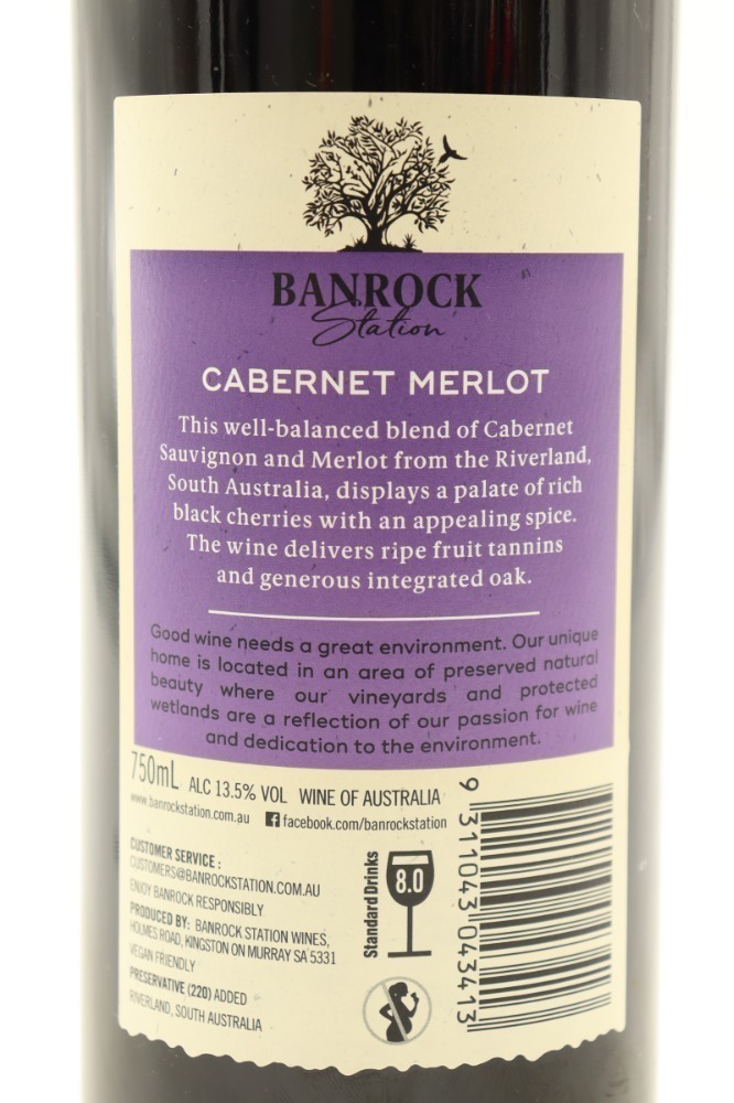 (1) 2021 Banrock Station Cabernet Sauvignon - Merlot, South Eastern ...