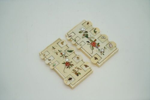 Two Japanese Meiji Period Ivory and Shell Inlaid Flowers and Insects ...